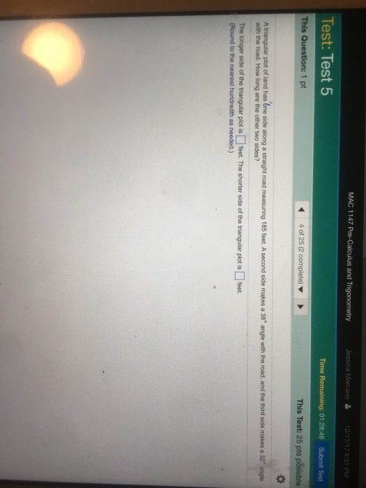 Solved us and Trigonometry Jessica Marcano Test: Test 5 | Chegg.com