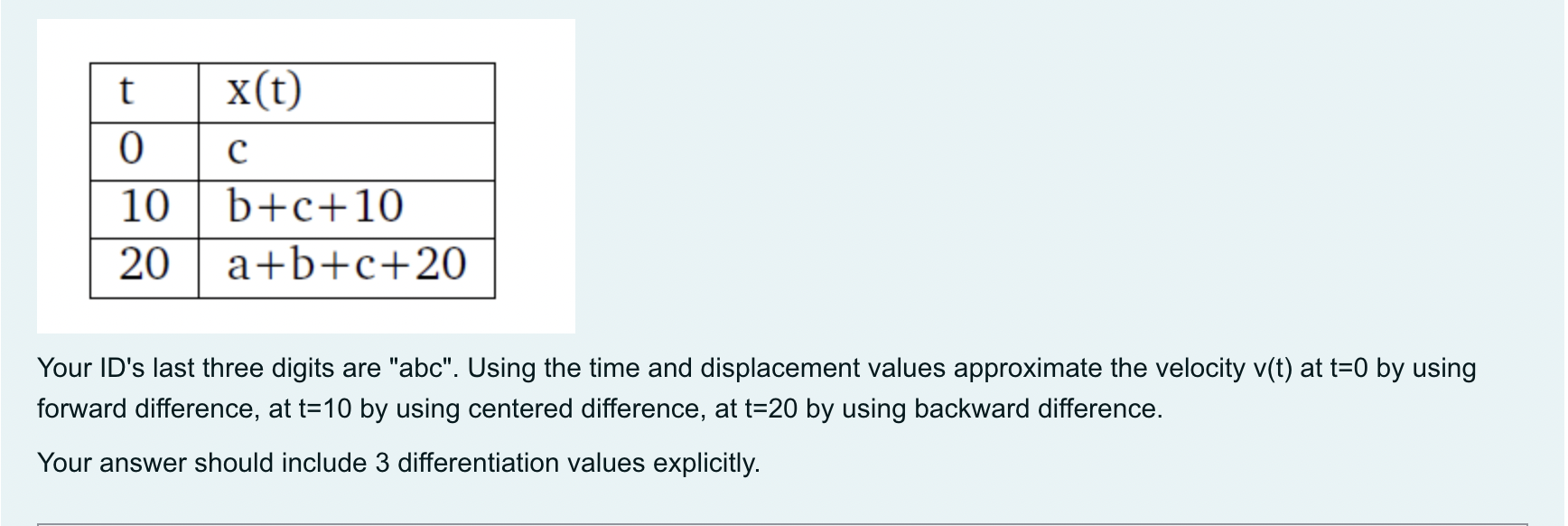 Solved Your ID's last three digits are "abc". Using the time | Chegg.com