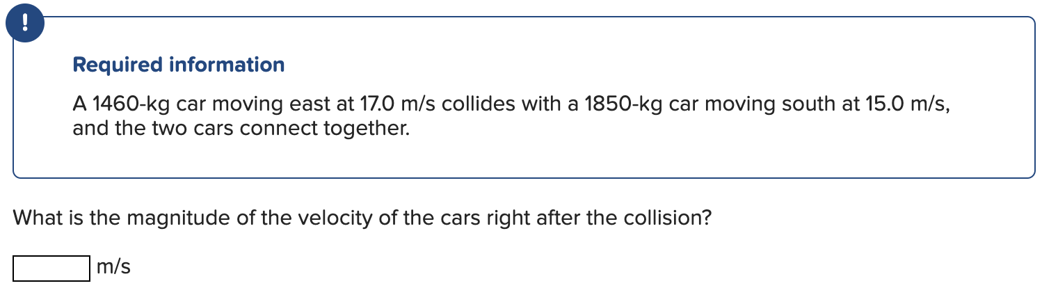 Solved Required information A 1460-kg car moving east at | Chegg.com
