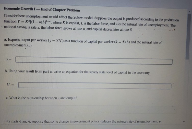 Economic Growth I-End of Chapter Problem Consider how | Chegg.com