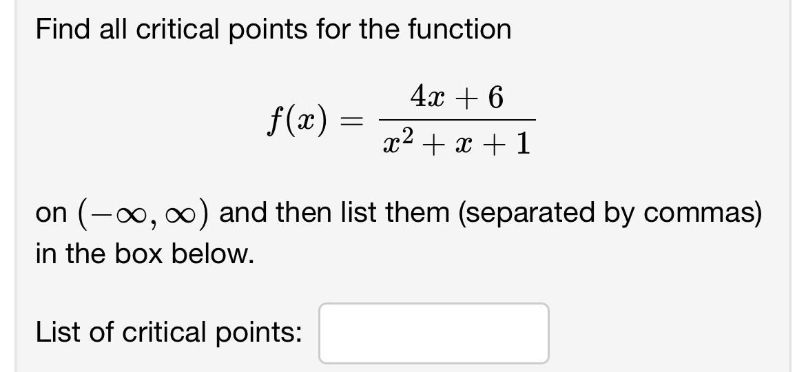 Solved Find all critical points for the function | Chegg.com