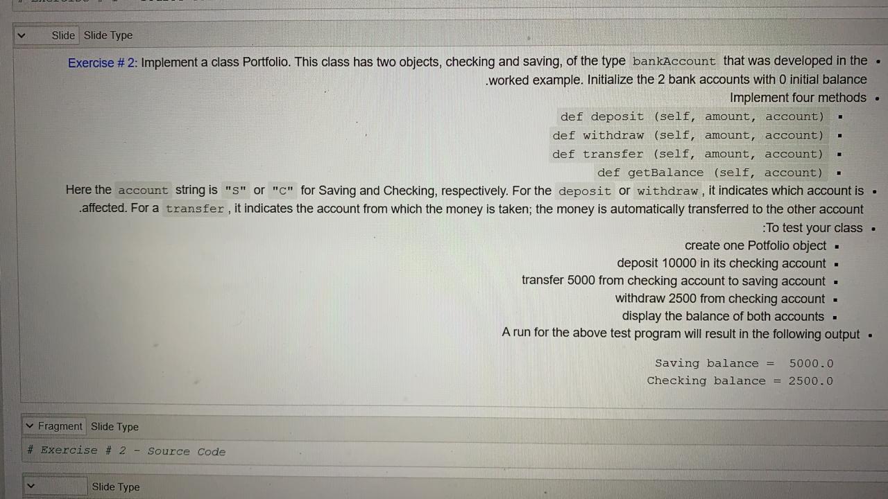 Solved v Slide Slide Type Exercise # 2: Implement a class | Chegg.com