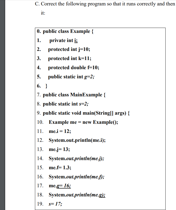Solved C. Correct the following program so that it runs | Chegg.com