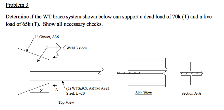 Solved Problem 3 Determine if the WT brace system shown | Chegg.com