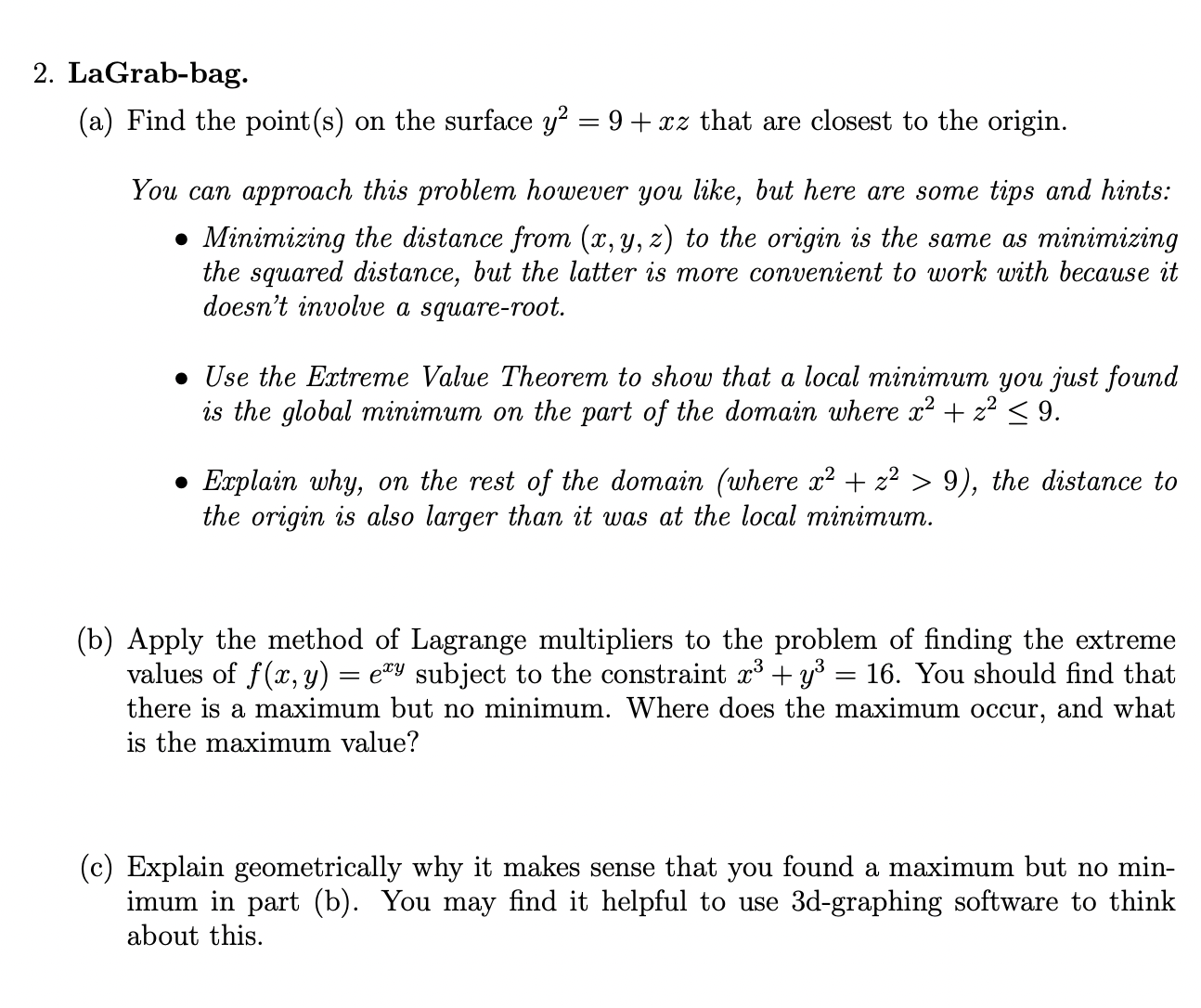 Solved LaGrab-bag.(a) ﻿Find the point(s) on ﻿the surface | Chegg.com