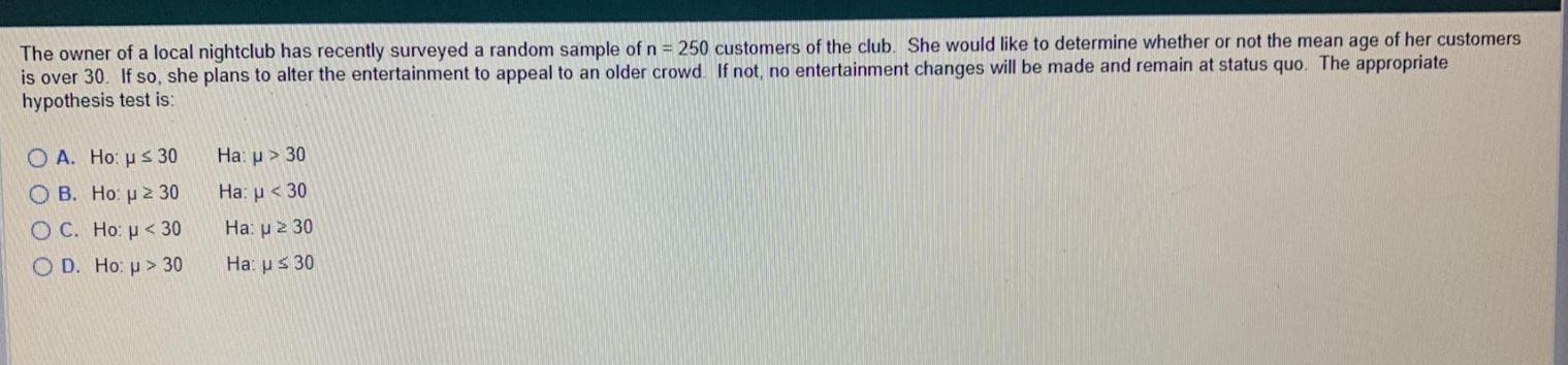 Solved The owner of a local nightclub has recently surveyed | Chegg.com