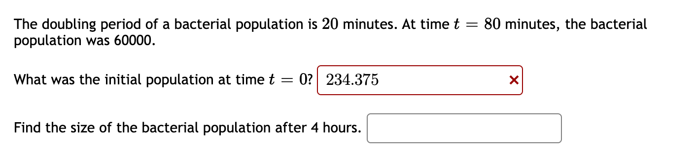 Solved The doubling period of a bacterial population is 20 | Chegg.com