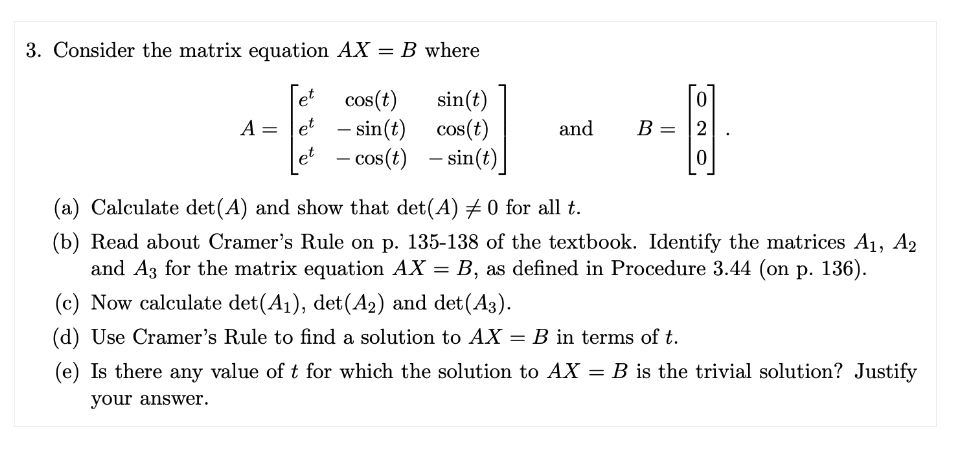 3. Consider the matrix equation AX=B where | Chegg.com