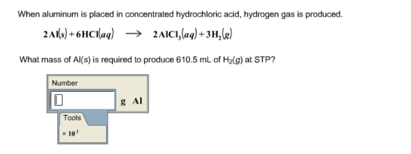 Solved When aluminum is placed in concentrated hydrochloric | Chegg.com