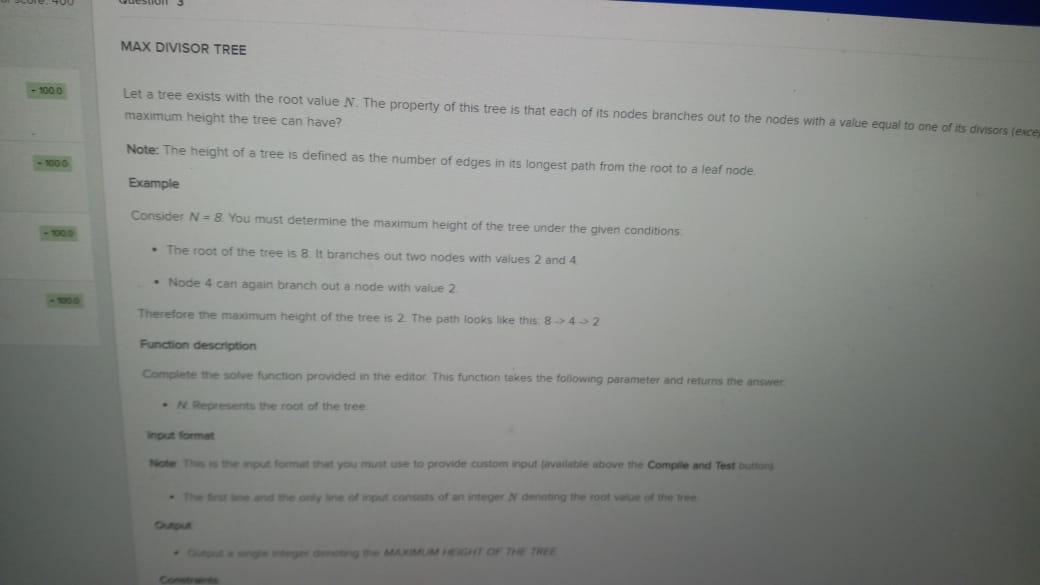 Solved MAX DIVISOR TREE - 1000 Let a tree exists with the | Chegg.com