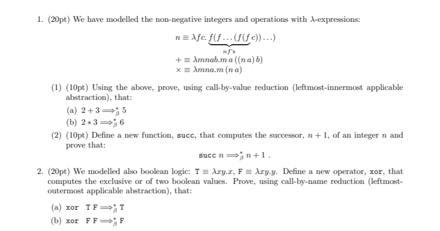 1. (20pt) We have modelled the non-negative integers | Chegg.com