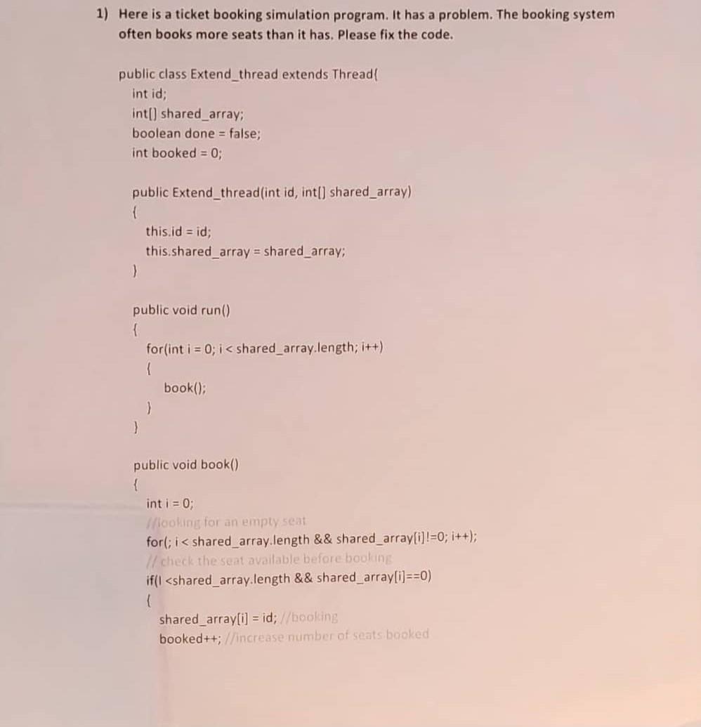 Solved 1) Here is a ticket booking simulation program. It | Chegg.com