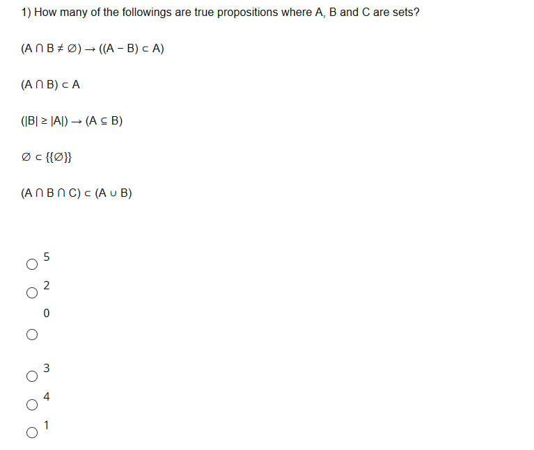 Solved 1) How many of the followings are true propositions | Chegg.com