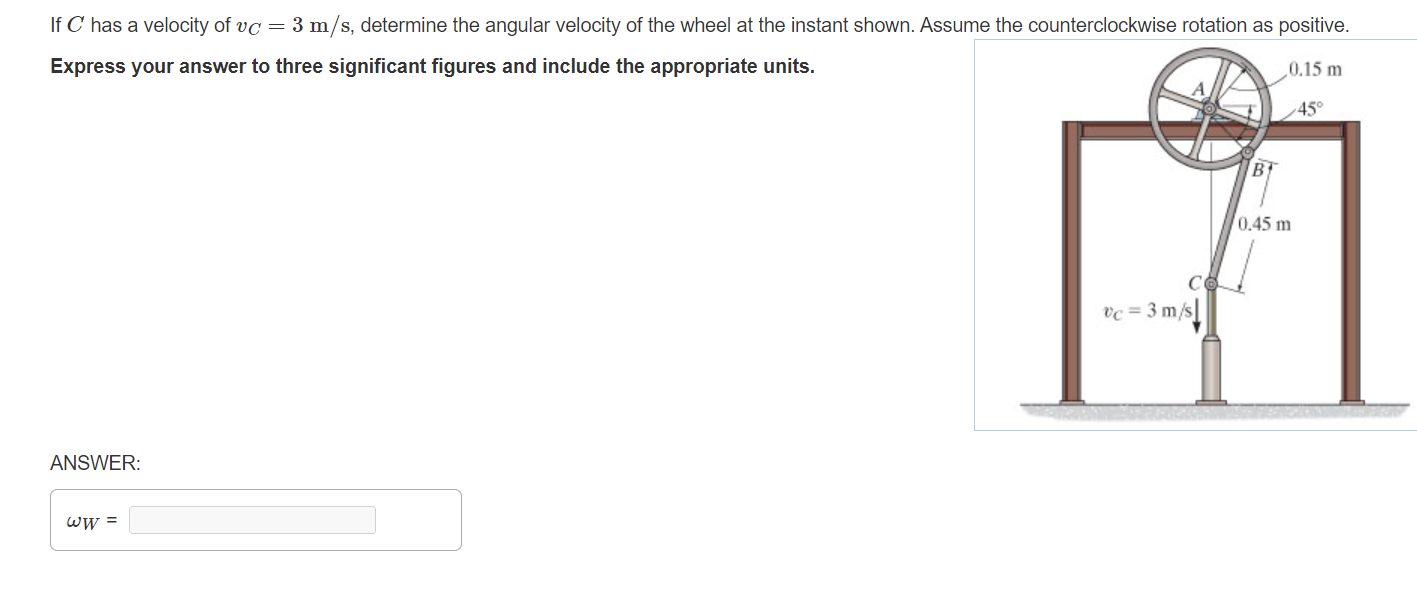 Solved If C has a velocity of vC=3 m/s, determine the | Chegg.com