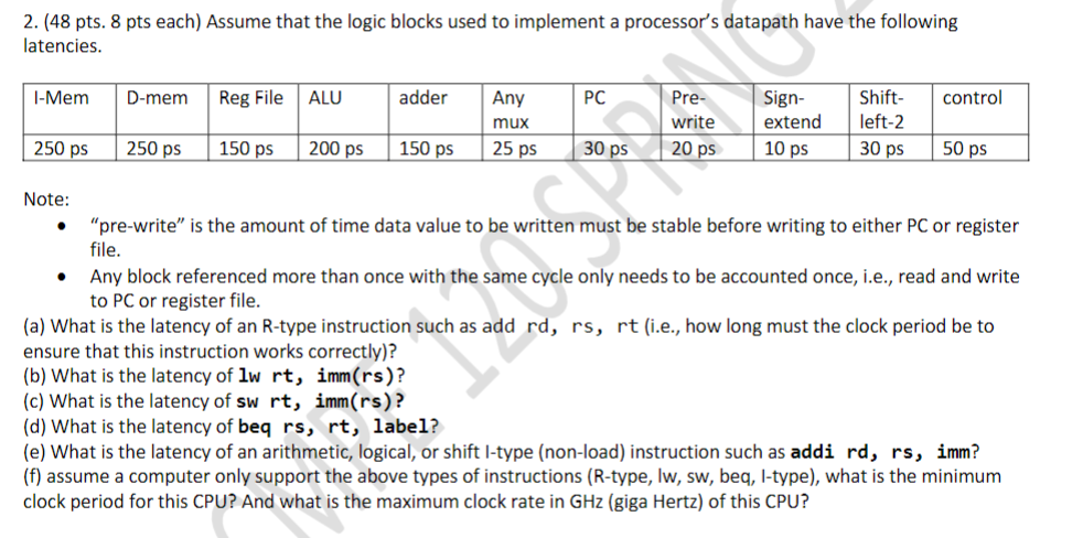 Solved 2.(48 pts. 8 pts each) Assume that the logic blocks | Chegg.com