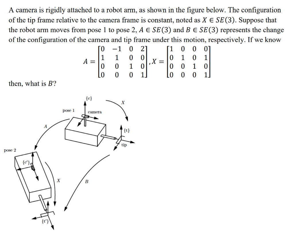 A camera is rigidly attached to a robot arm, as shown | Chegg.com