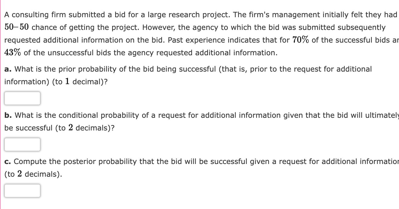 Solved A consulting firm submitted a bid for a large | Chegg.com