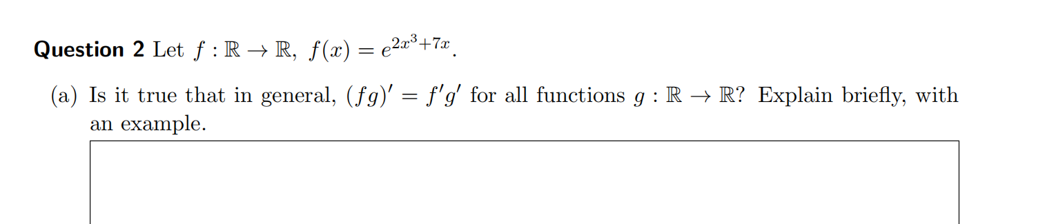 [Solved]: Question 2 Let ( f: mathbb{R} rightarrow mat