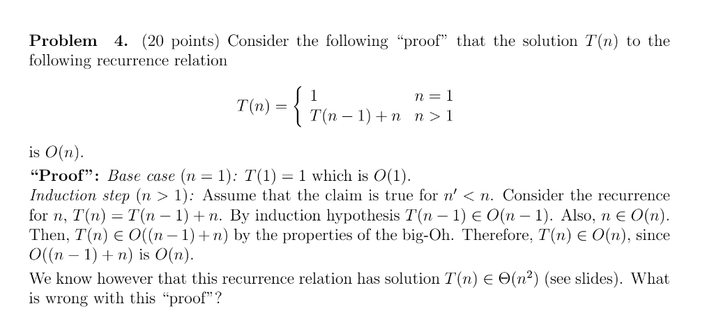 Solved Problem 4. (20 points) Consider the following "proof" | Chegg.com