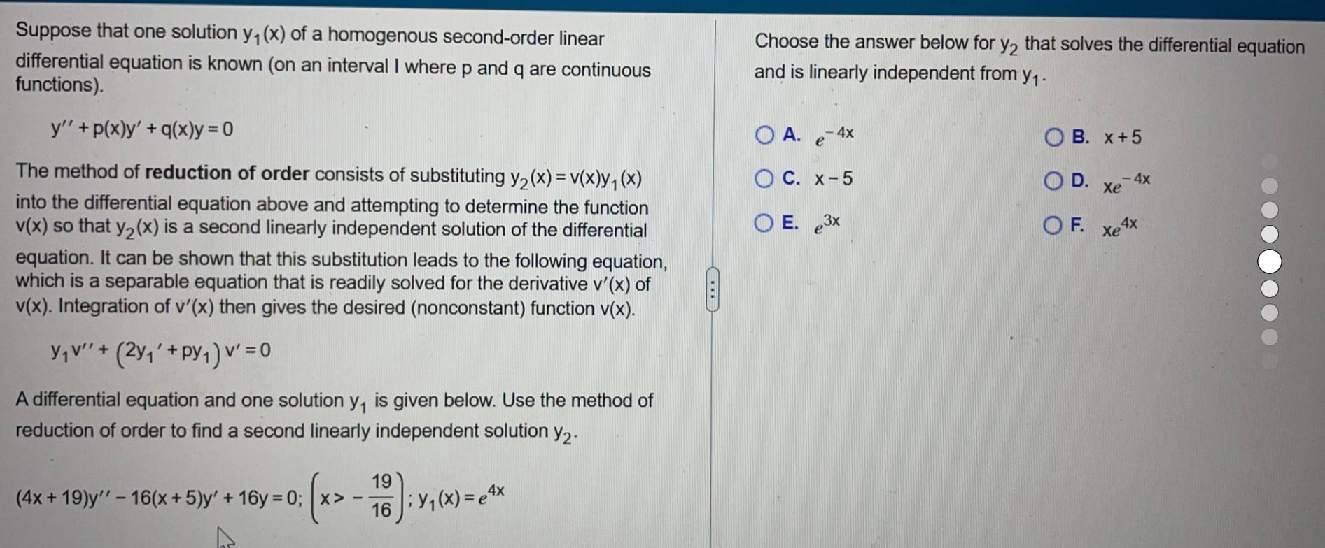Solved Suppose that one solution y1(x) of a homogenous | Chegg.com