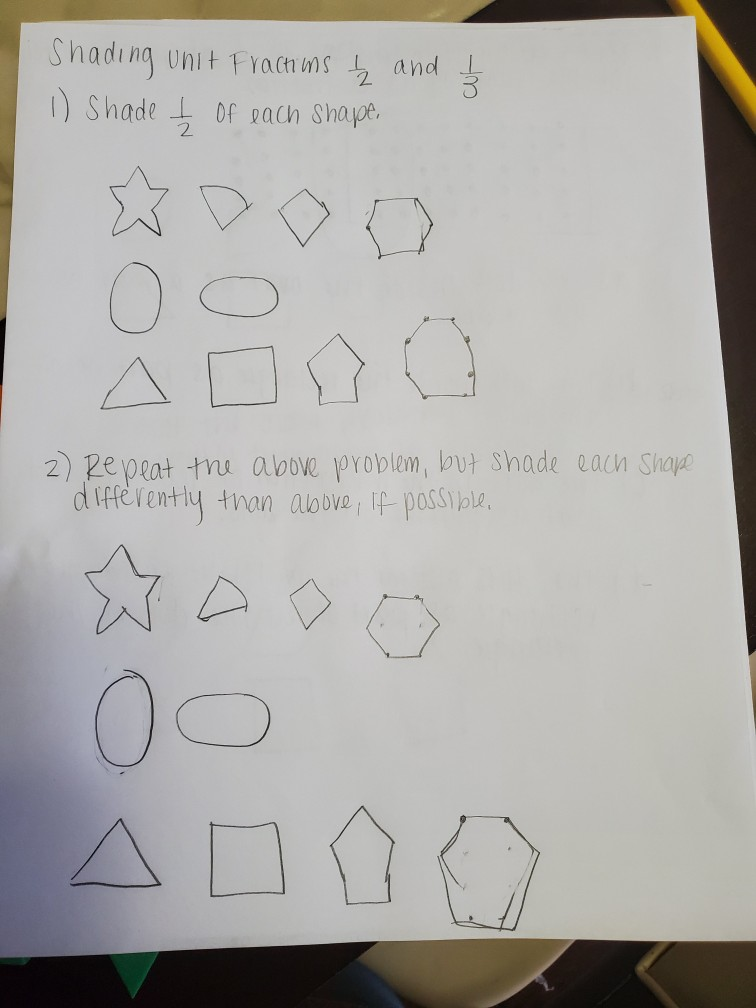 Solved Shading unit Fractions į and 1 1) Shade of each | Chegg.com