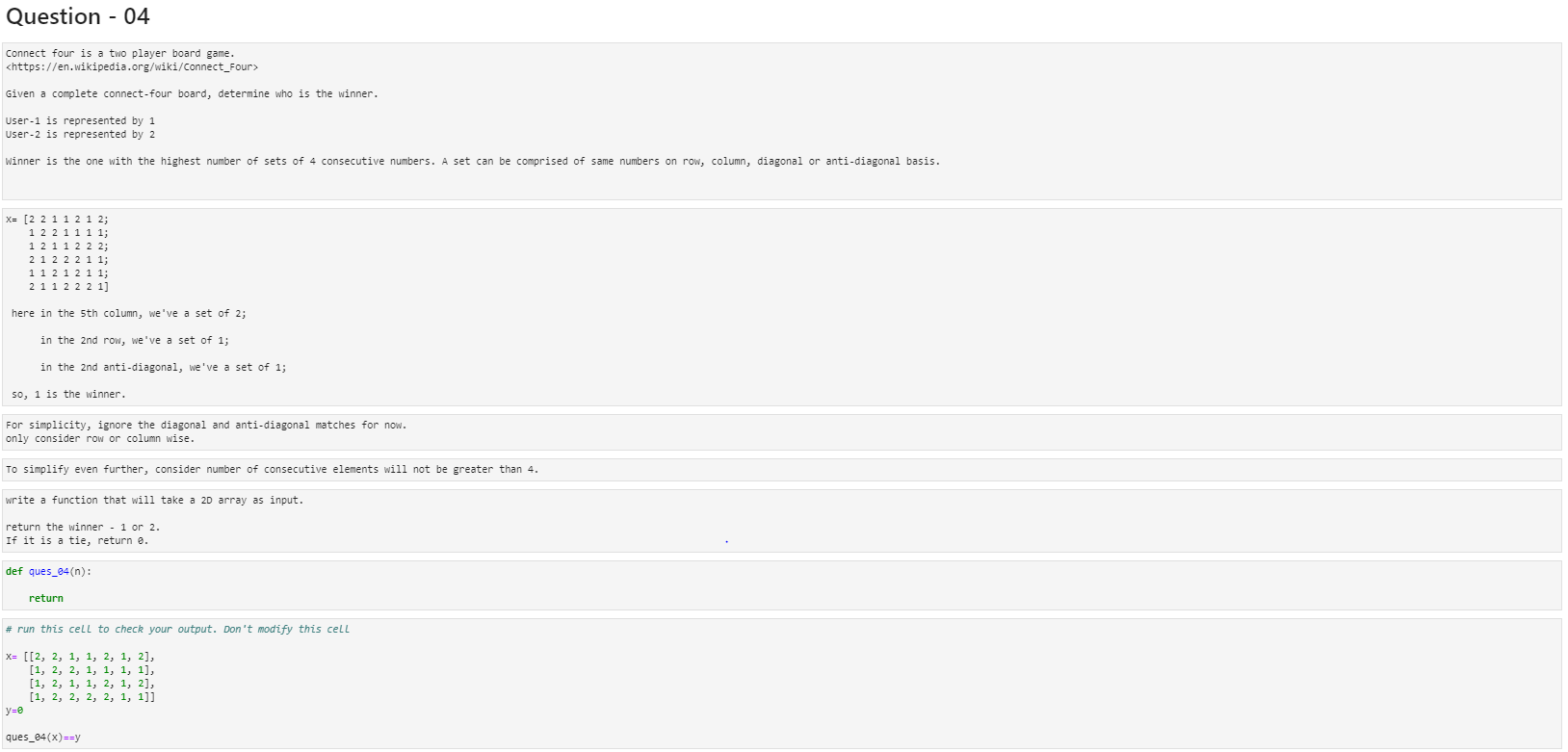 Solved Question - 04 Connect four is a two player board | Chegg.com