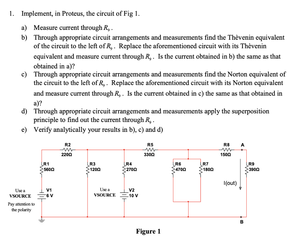 Solved 1. Implement, in Proteus, the circuit of Fig 1. a) | Chegg.com