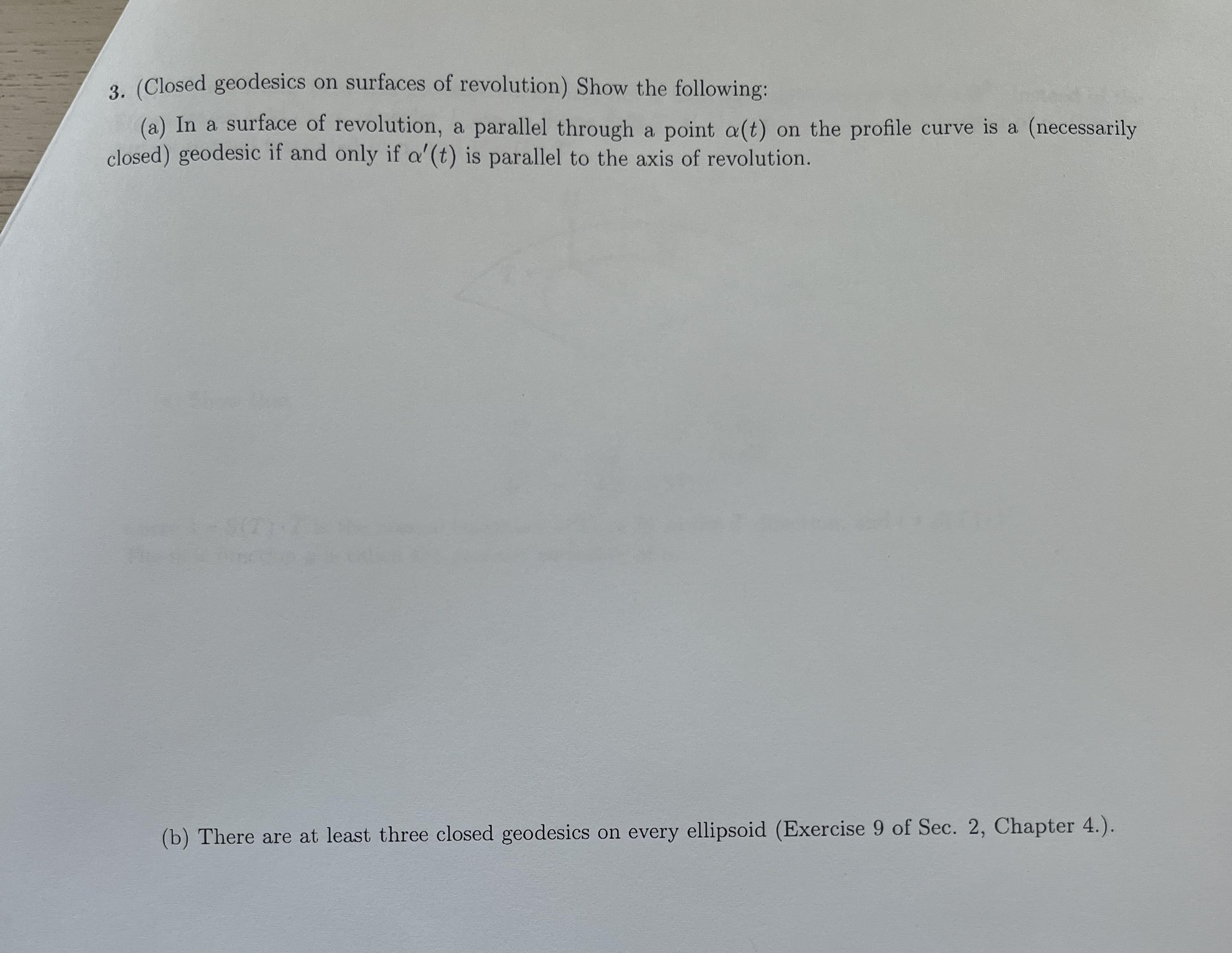 Solved (Closed geodesics on surfaces of revolution) ﻿Show | Chegg.com