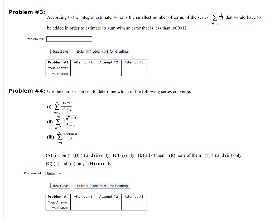 Solved Problem \#3: According to the integral estimate, what | Chegg.com