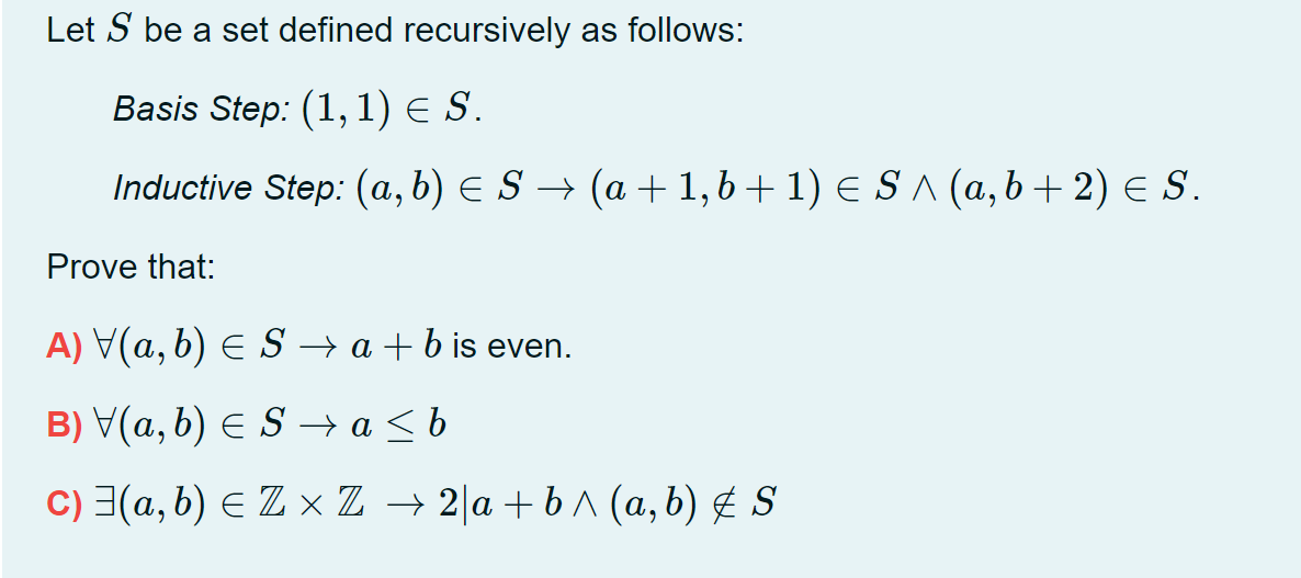 Solved Let S be a set defined recursively as follows: Basis | Chegg.com