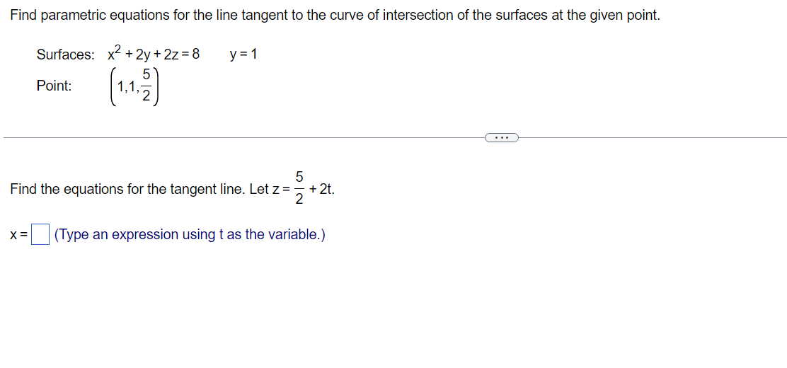 Solved Find parametric equations for the line tangent to the | Chegg.com