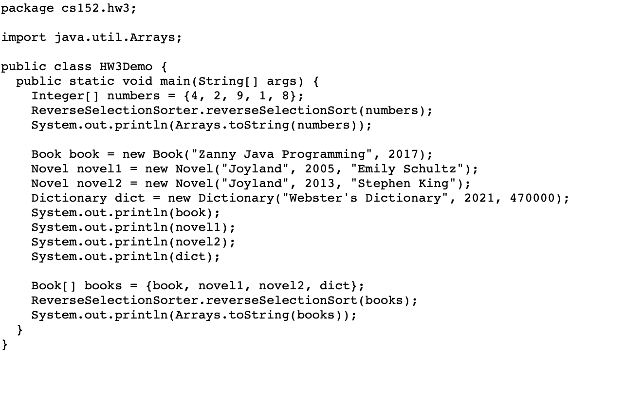 Solved The reverseSelectionsort method should implement a | Chegg.com