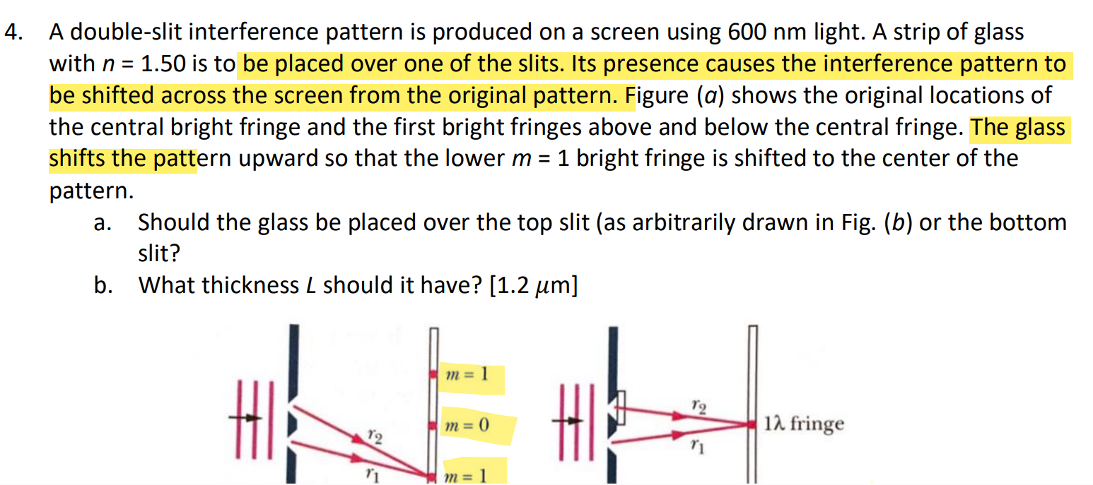 Solved 4. ﻿A double-slit interference pattern is produced on | Chegg.com