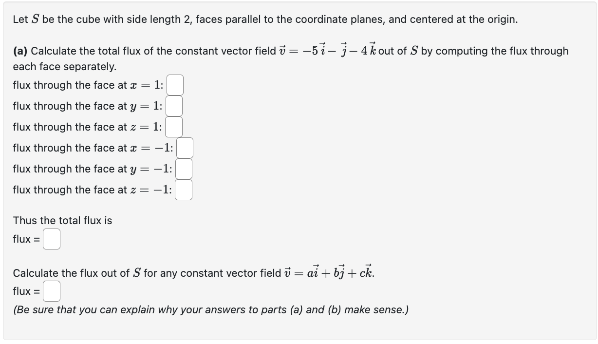 Solved Let S be the cube with side length 2, faces parallel | Chegg.com