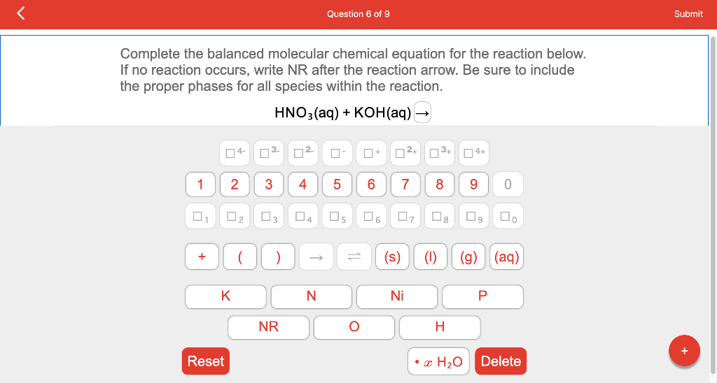 Solved Complete the balanced molecular chemical equation for | Chegg.com