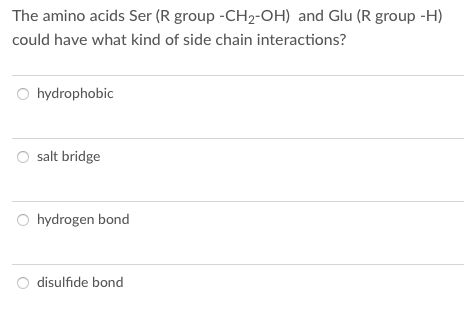 Solved The amino acids Ser (R group −CH2−OH) and Glu (R | Chegg.com