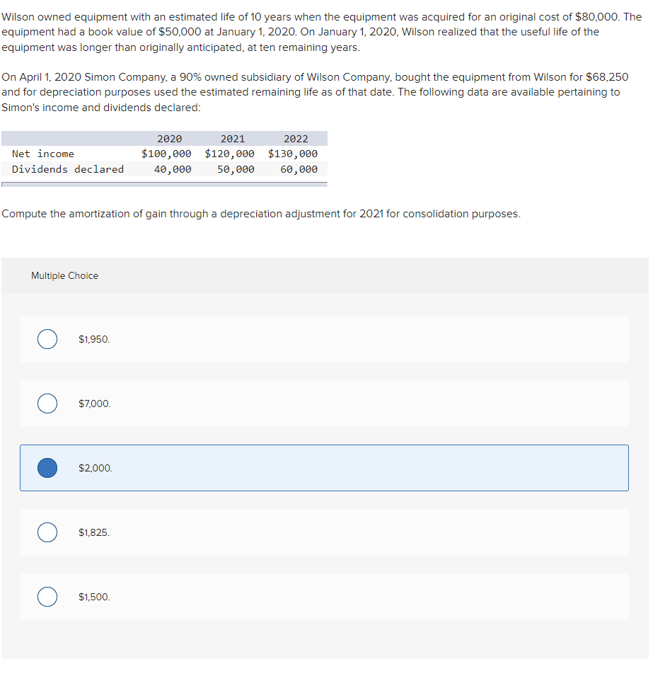 Solved Wilson owned equipment with an estimated life of 10 | Chegg.com