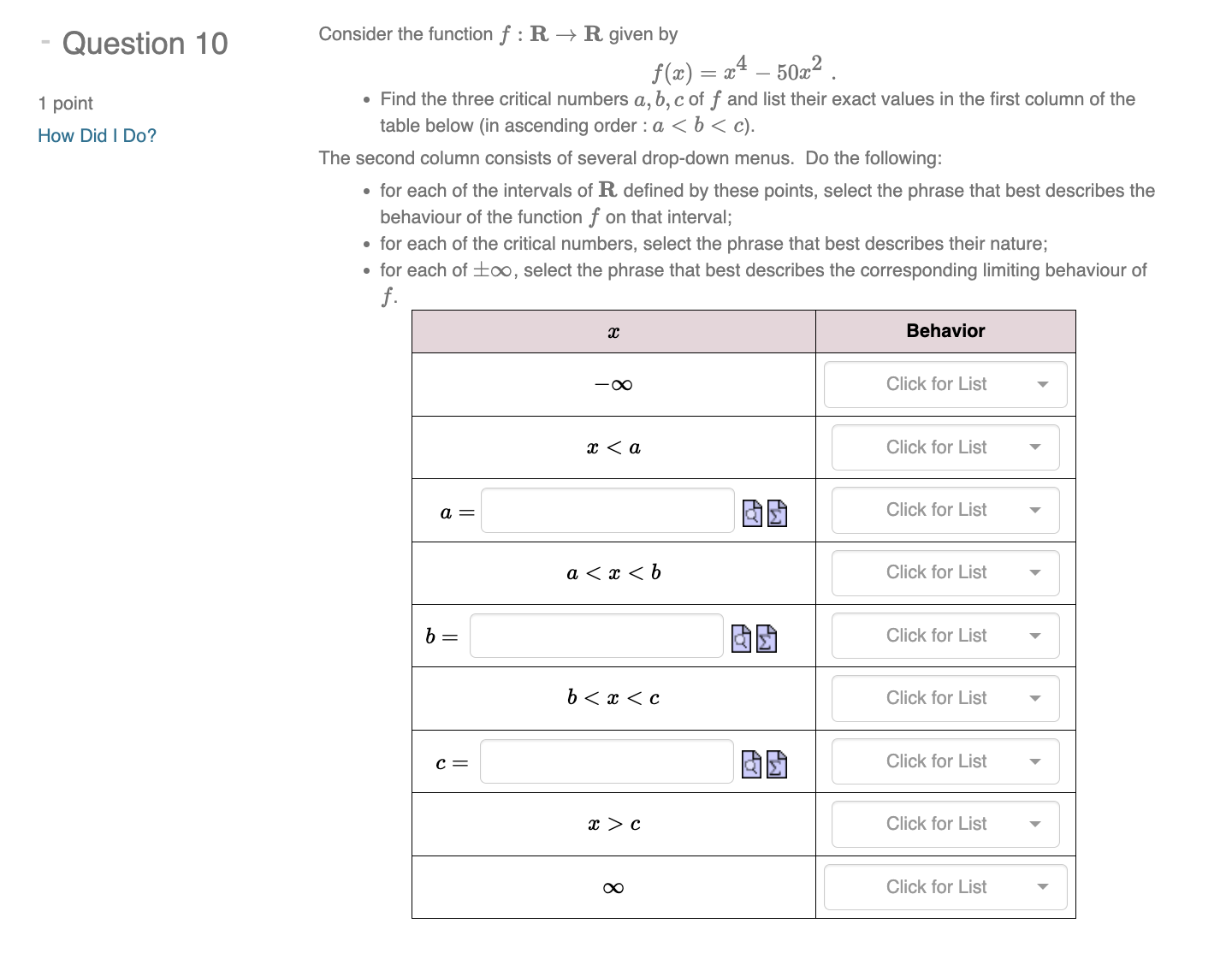 Solved Consider the function f:R→R given by f(x)=x4−50x2 - | Chegg.com