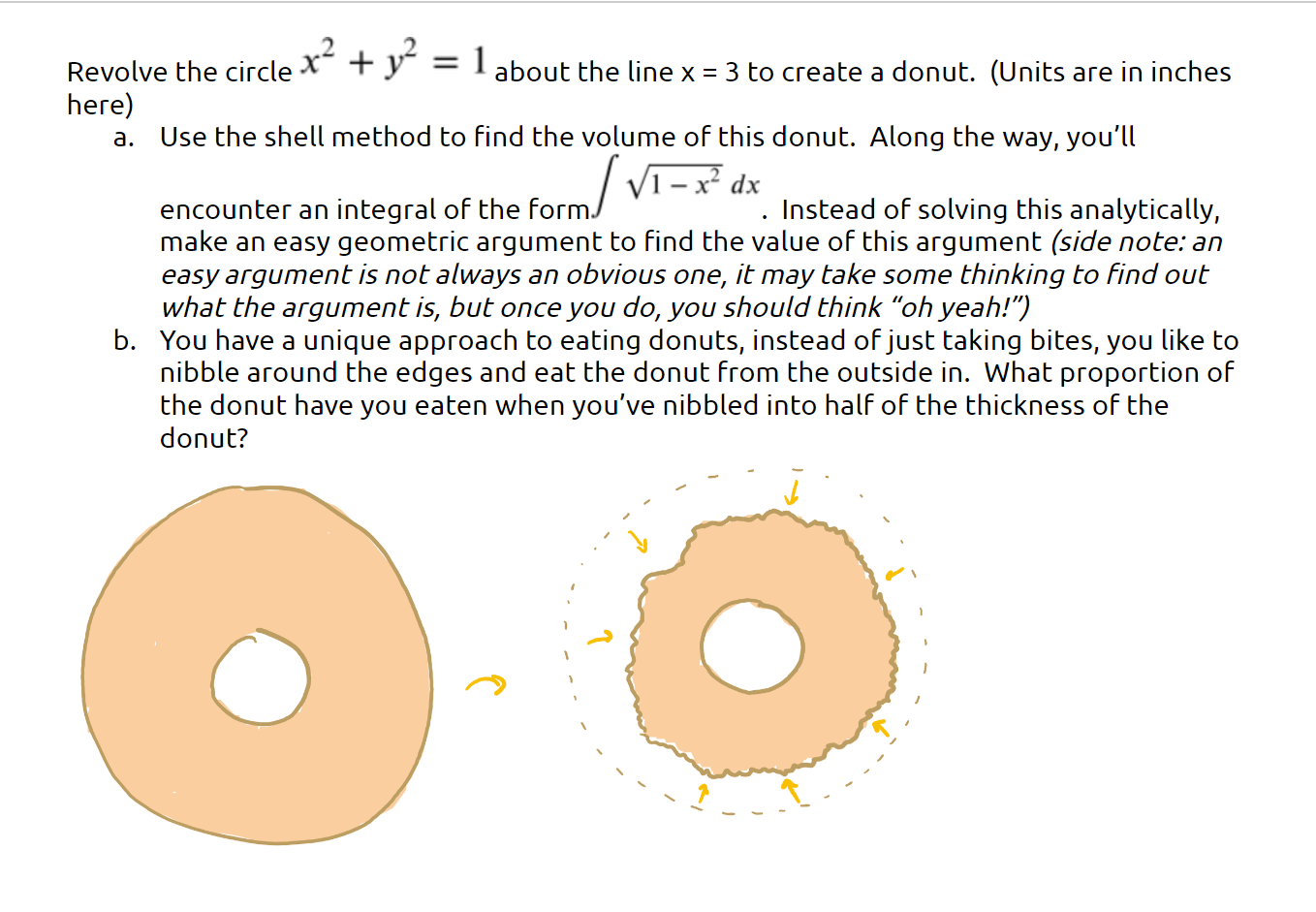 Solved Revolve the circle x2+y2=1 about the line x=3 to | Chegg.com