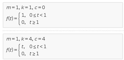 Solved The values of mass m, spring constant k, dashpot | Chegg.com