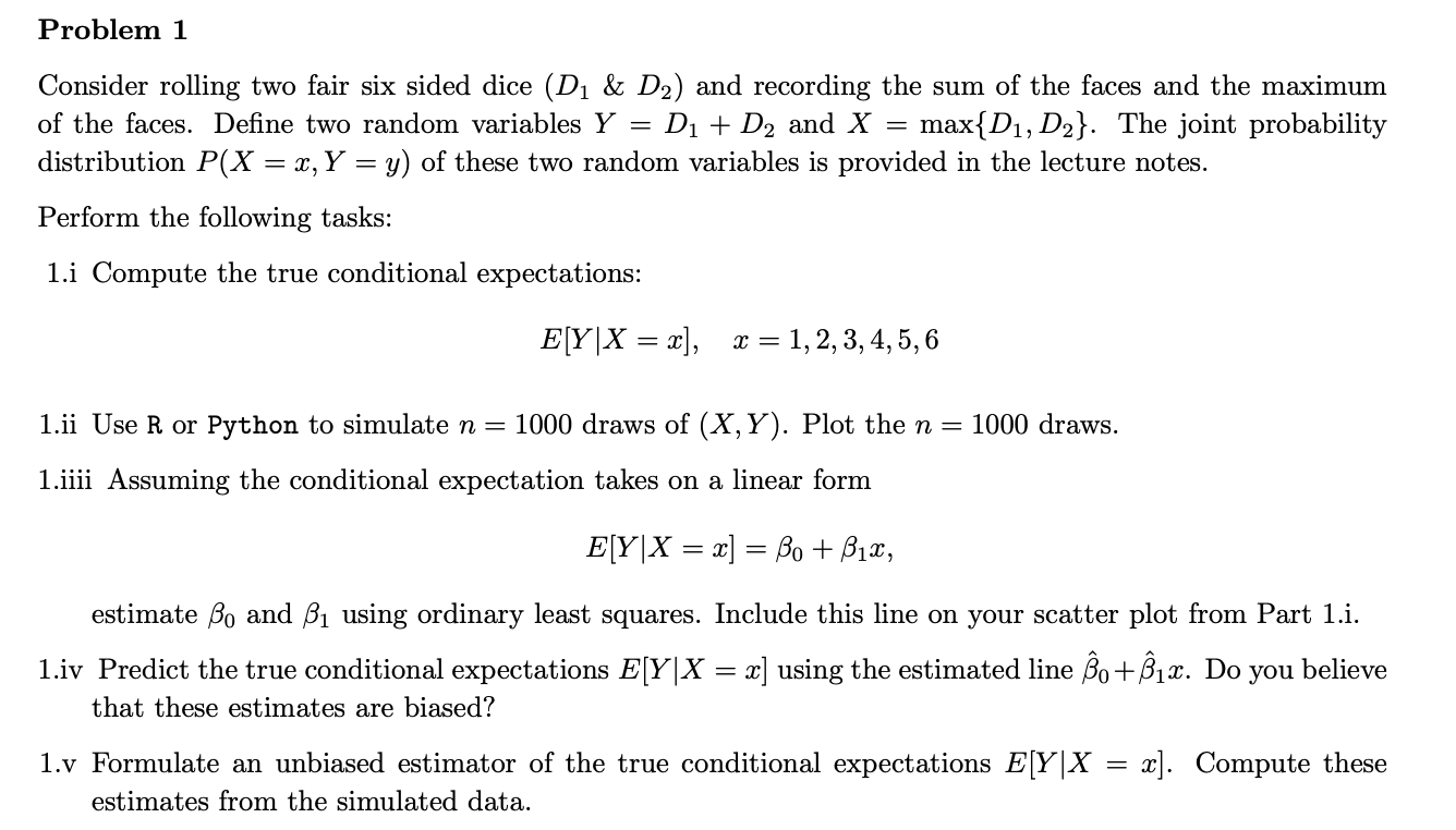 Solved Consider rolling two fair six sided dice (D1&D2) and | Chegg.com