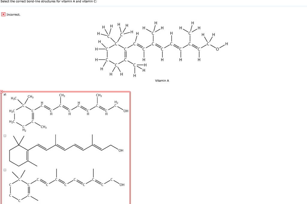 Solved Select the correct bond-line structures for vitamin A | Chegg.com