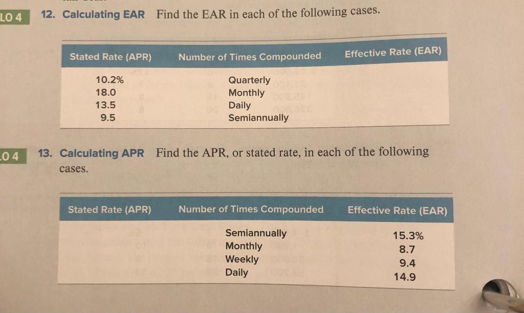 Solved 12. Calculating EAR Find the EAR in each of the | Chegg.com