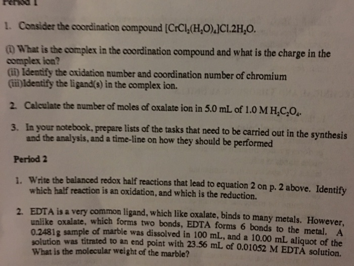 Solved Consider the coordination compound [CrCl_2(H_2O)_4] | Chegg.com