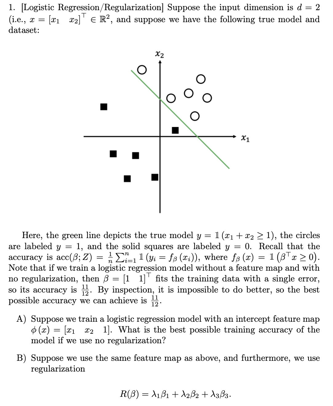 Solved [Logistic Regression/Regularization] ﻿Suppose the | Chegg.com