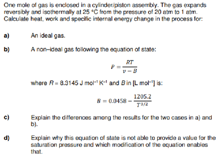 Solved One mole of gas is enclosed in a cylinder/piston | Chegg.com