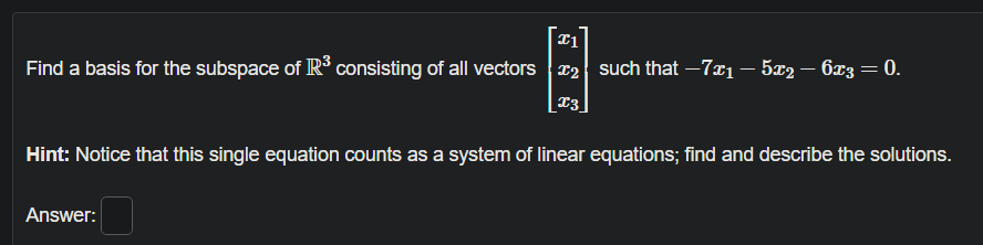 Solved Find a basis for the subspace of R3 consisting of all | Chegg.com