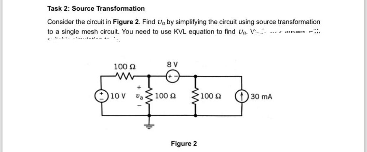 Solved Task 2 Source Transformationconsider The Circuit In 3062