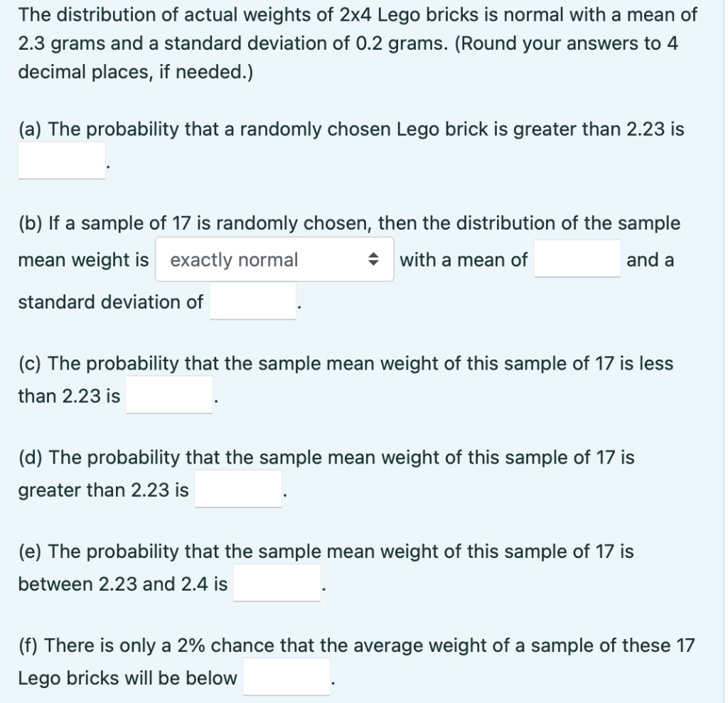 Solved The distribution of actual weights of 2x4 Lego bricks | Chegg.com