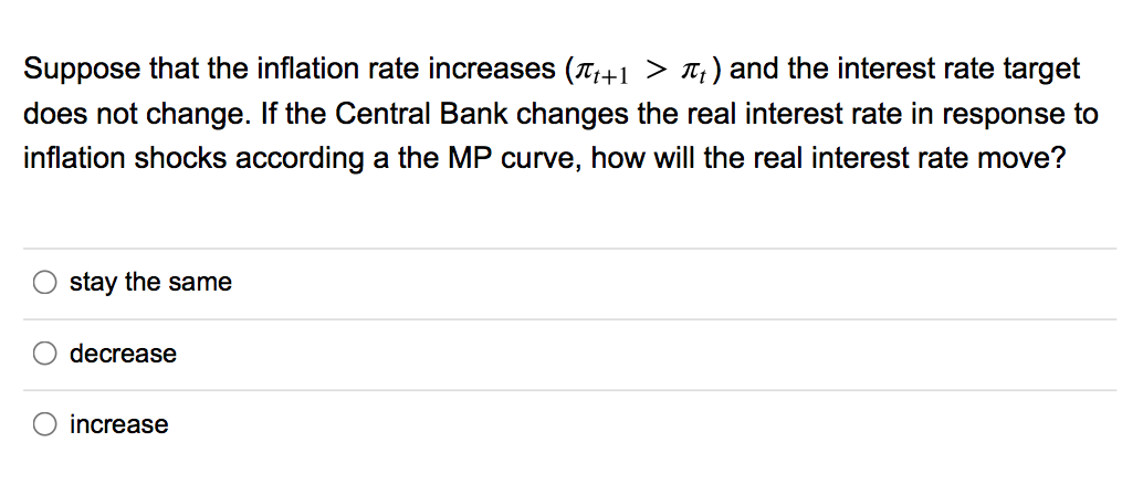 Solved Suppose that the inflation rate increases (17+1 > Tt) | Chegg.com